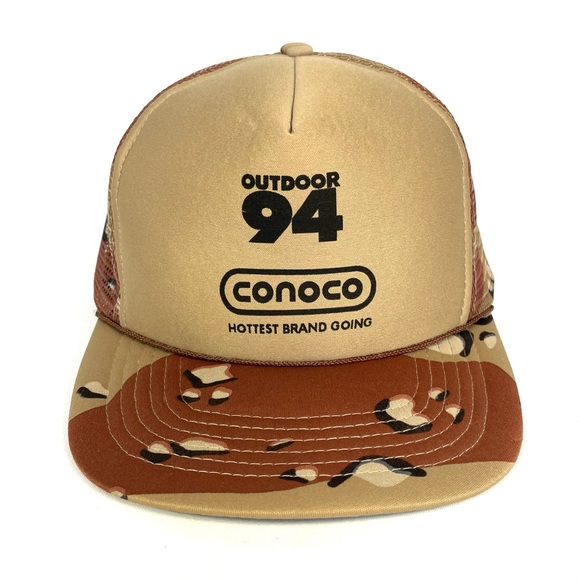 Accessories | Vintage Conoco Gas Camo Beige Foam Mesh Snapback Trucker ...